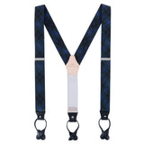 Ives Green and Navy Blackwatch Plaid Silk Button End Braces by ...