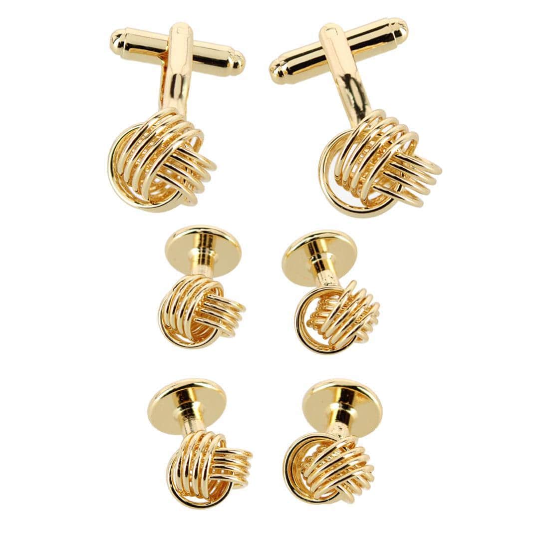 Kenneth Knot Formal Set (2 Cuffs + 4 Studs) by Trafalgar Men's Accessories